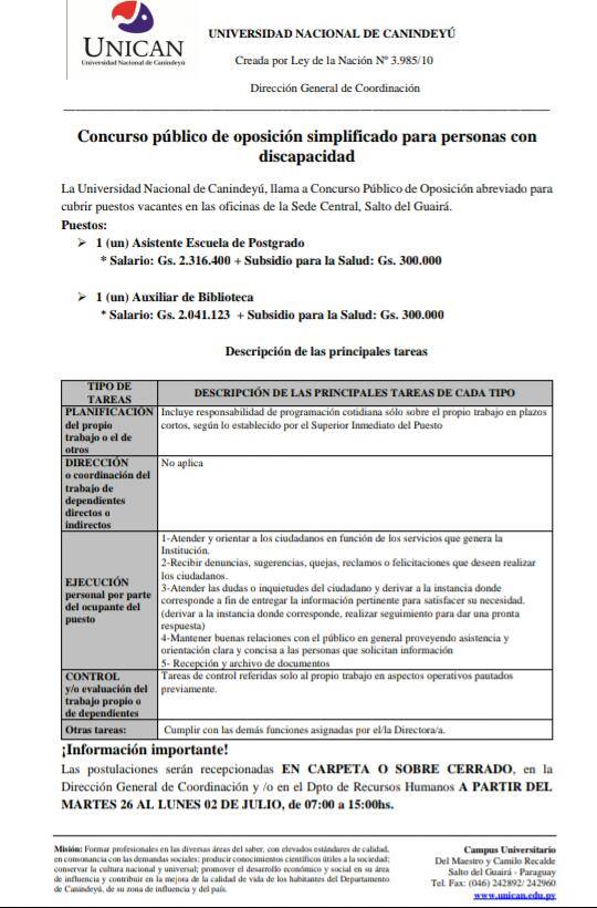 Concurso público de oposición simplificado para personas con ...